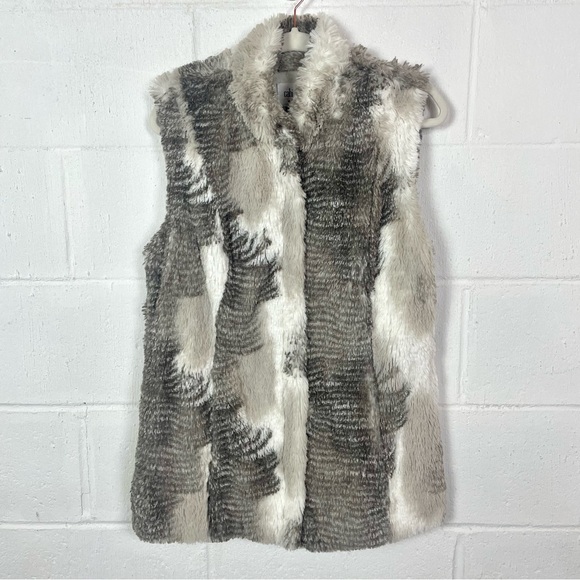 CAbi | Jackets & Coats | Cabi Zip Up Faux Fur Vest Multicolor Long ...